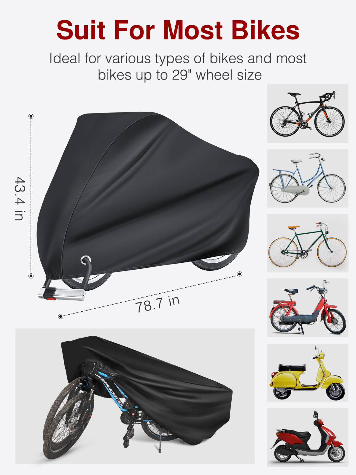 GS069 X-Large Outdoor Waterproof Bike Cover, Black – Puroma